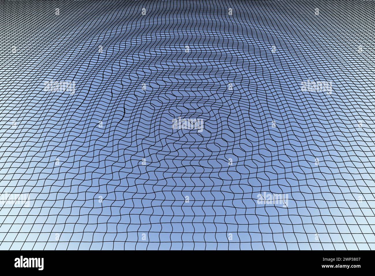 Abstract of grid with waves, resembling gravitational waves, on a blue ...