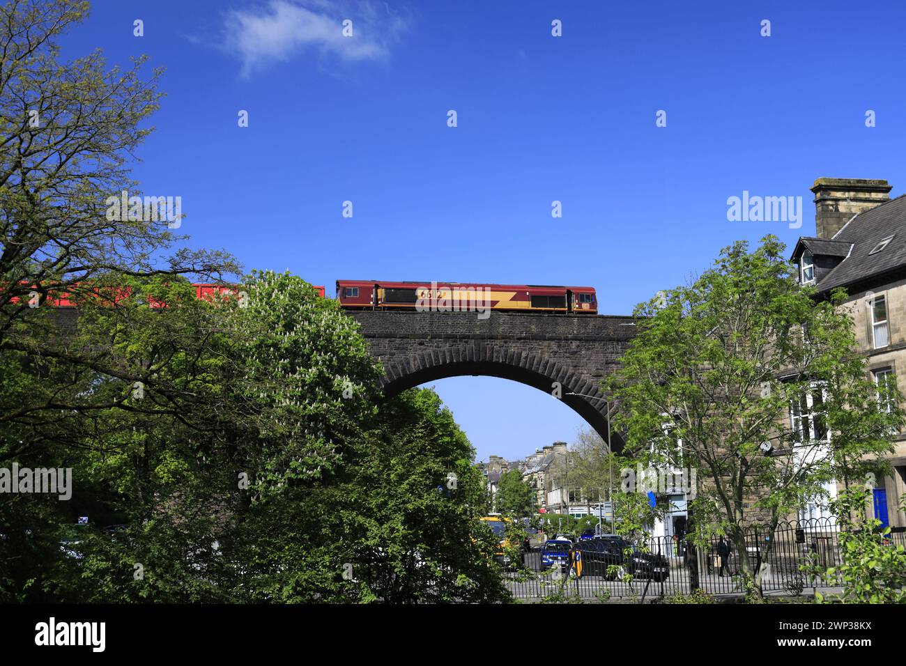 EWS 66112 on the viaduct in Buxton, Peak District National Park ...