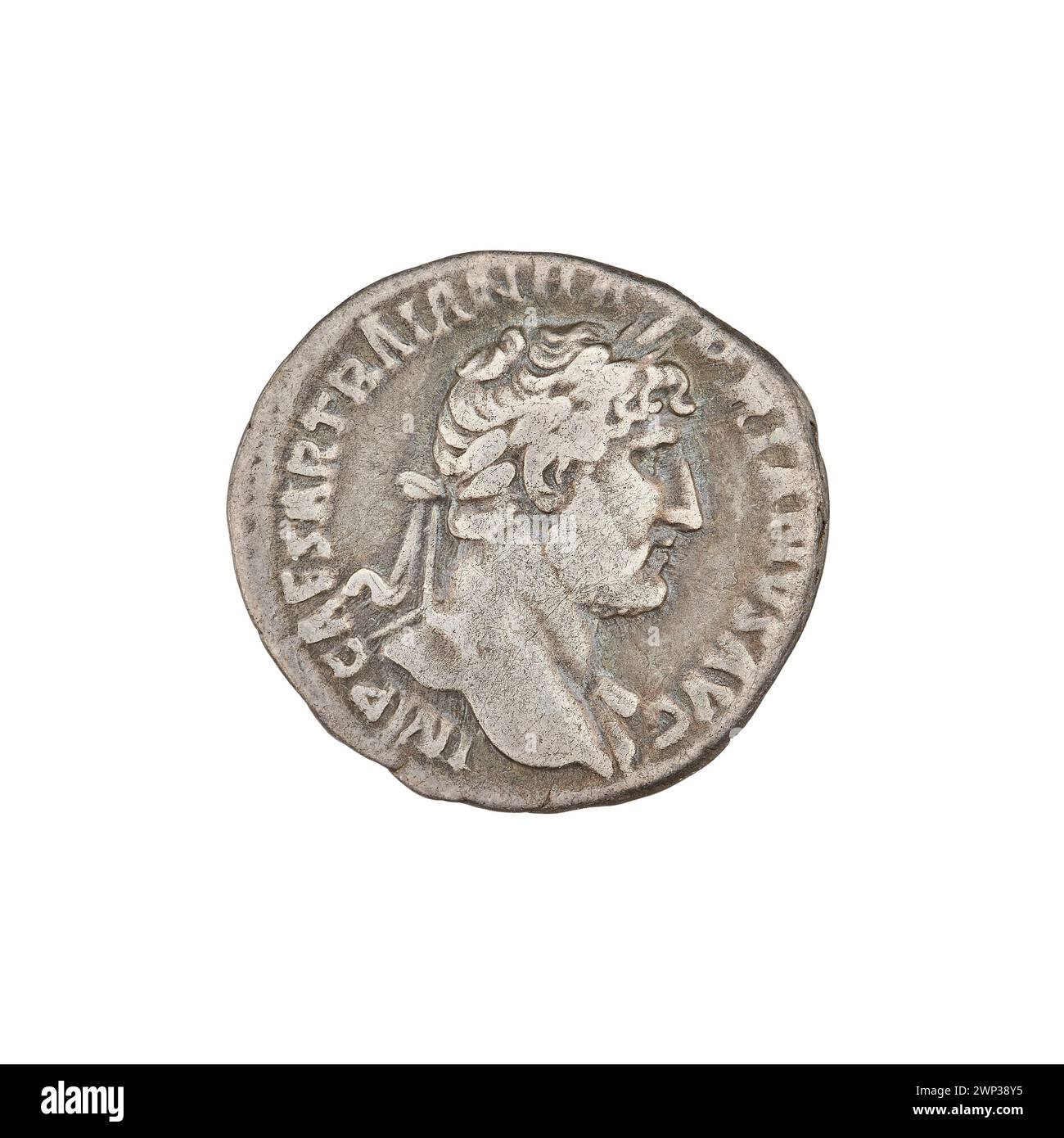 Roman denarius issued under Emperor Hadrian (119-122 AD) depicting ...
