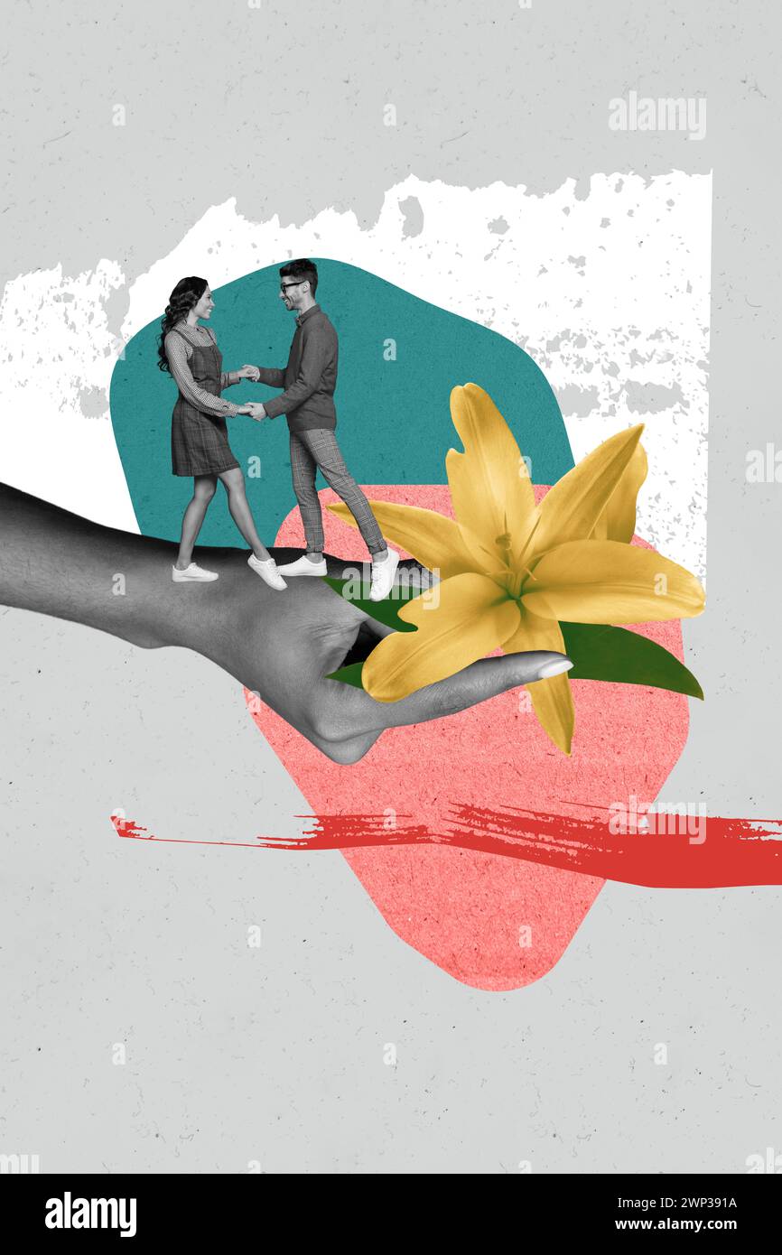 Creative 3d photo artwork graphics collage painting of charming couple ...