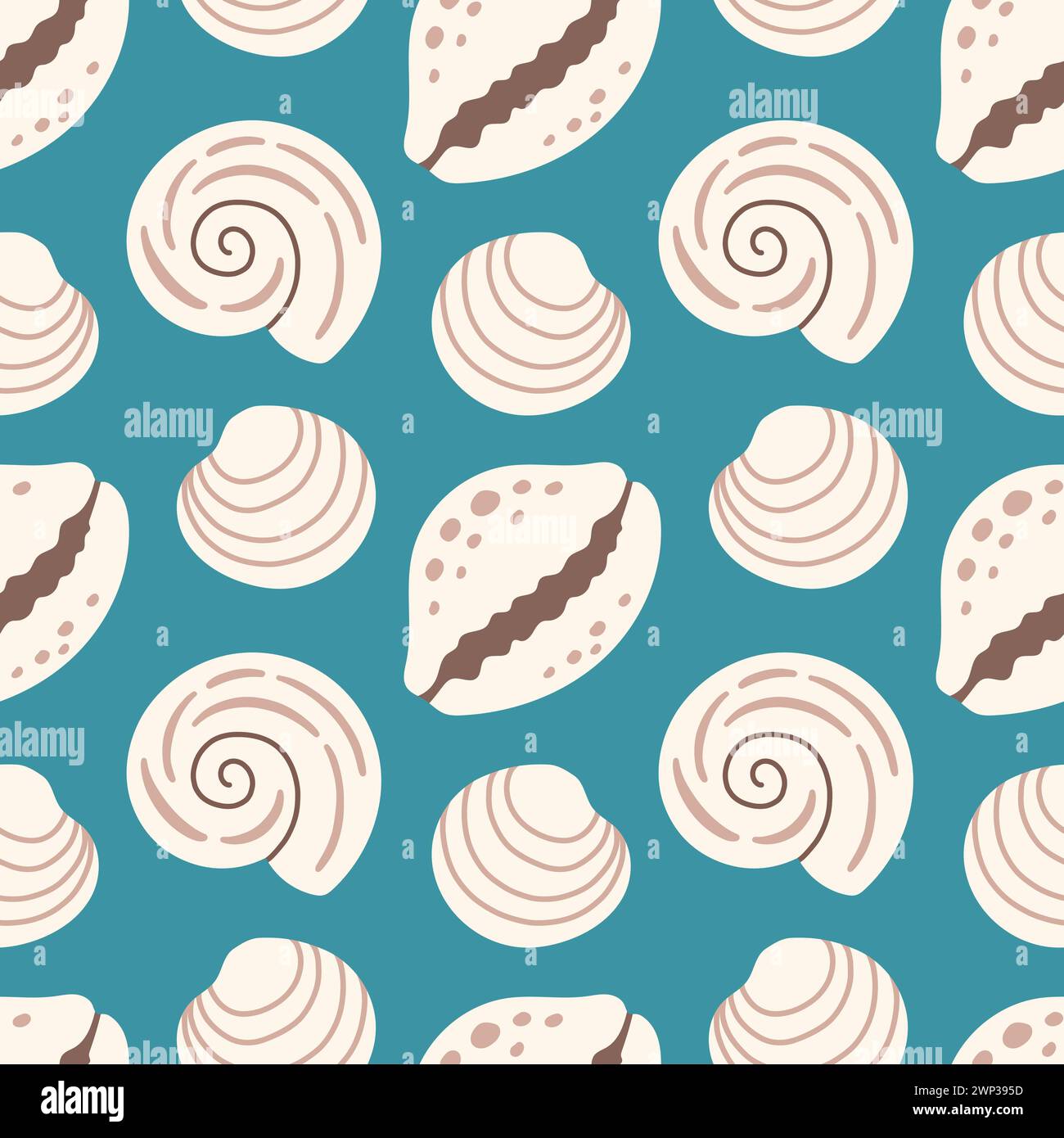 Sea shells seamless pattern. Trendy pattern of seashells for wrapping ...