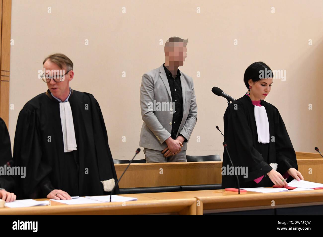 Tongeren, Belgium. 05th Mar, 2024. Lawyer Jo Muylle, the accused Tom ...