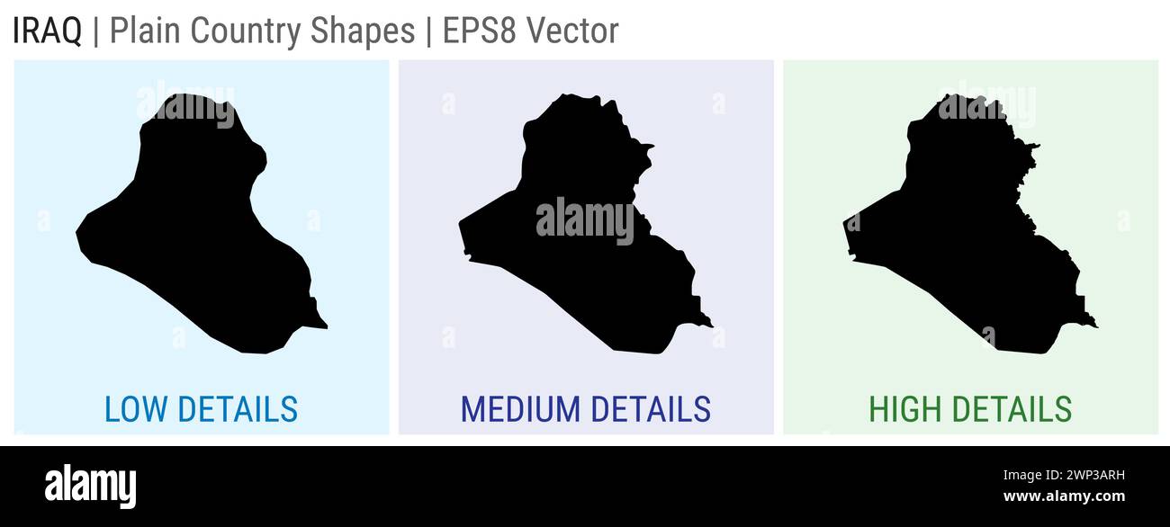Republic of Iraq - plain country shape. Low, medium and high detailed ...