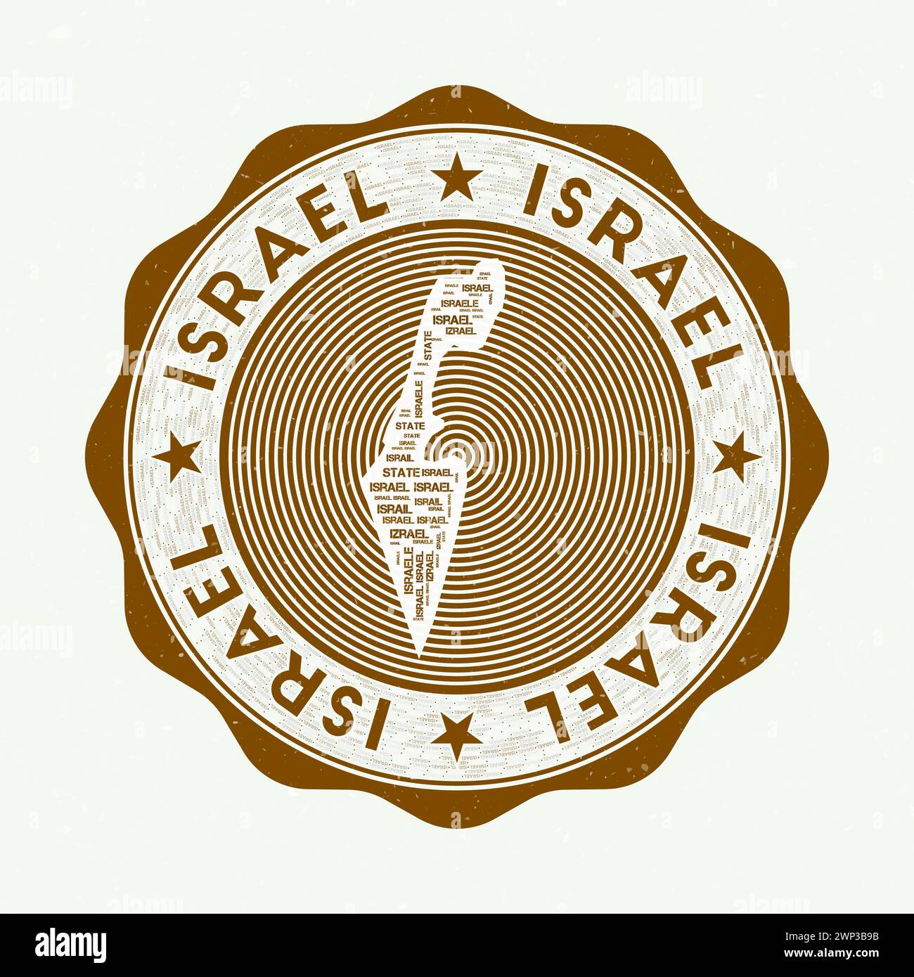 Israel seal. Country round logo with shape of Israel and country name ...