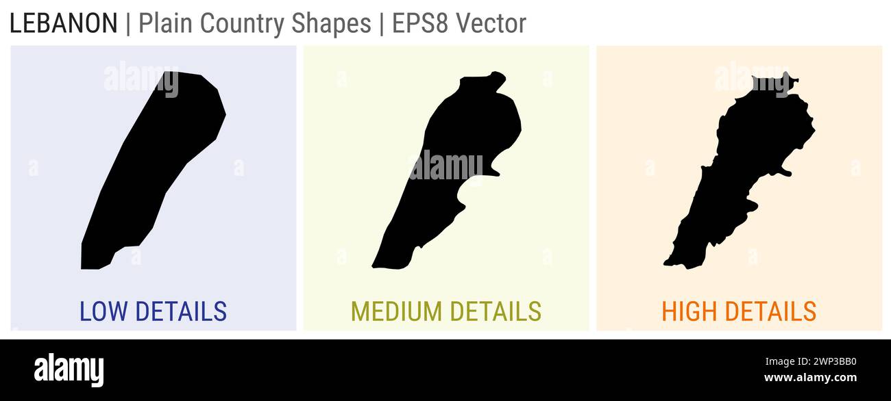 Lebanon - plain country shape. Low, medium and high detailed maps of ...
