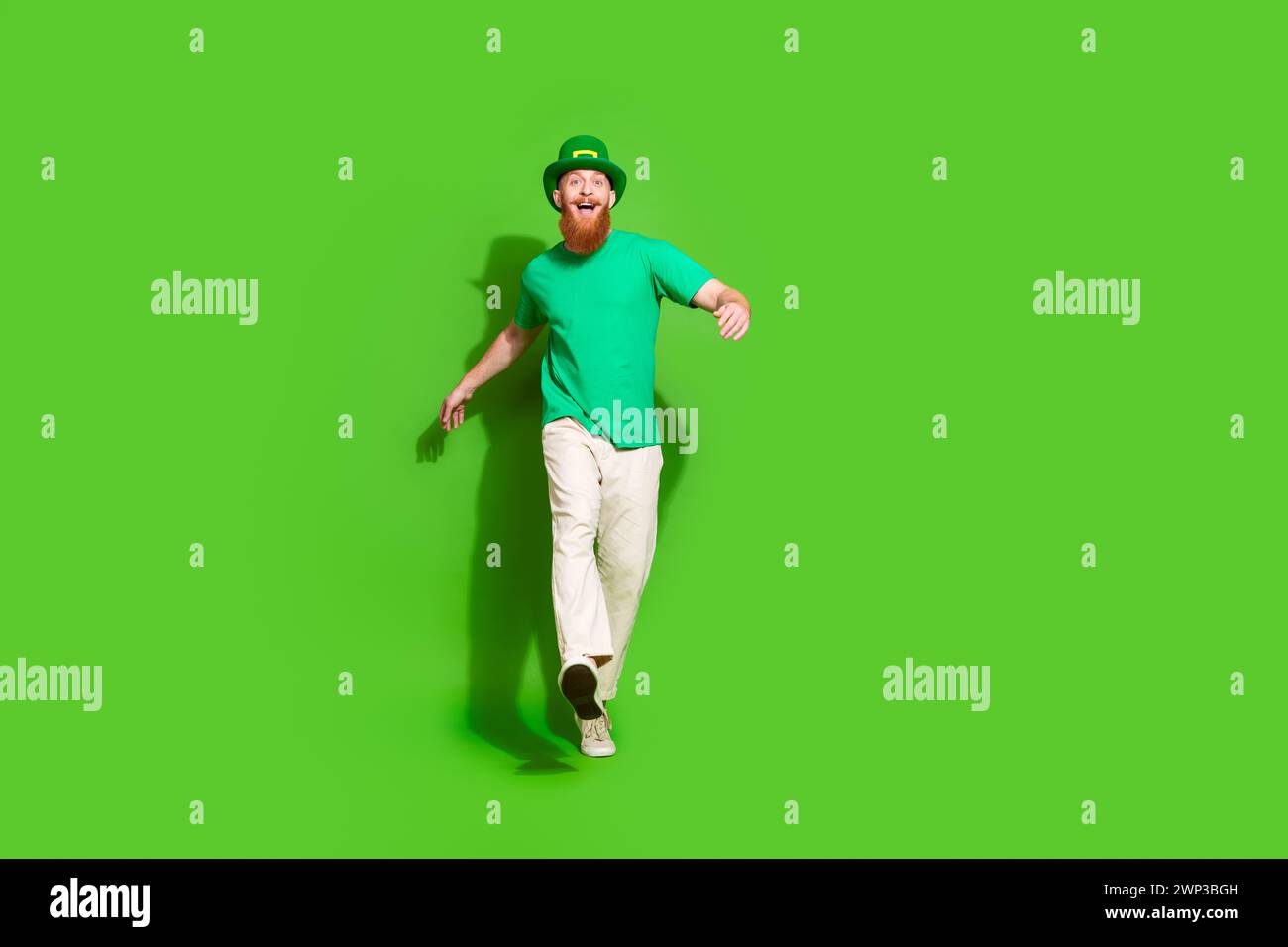 Full body photo of funky positive person walking empty space advert ...