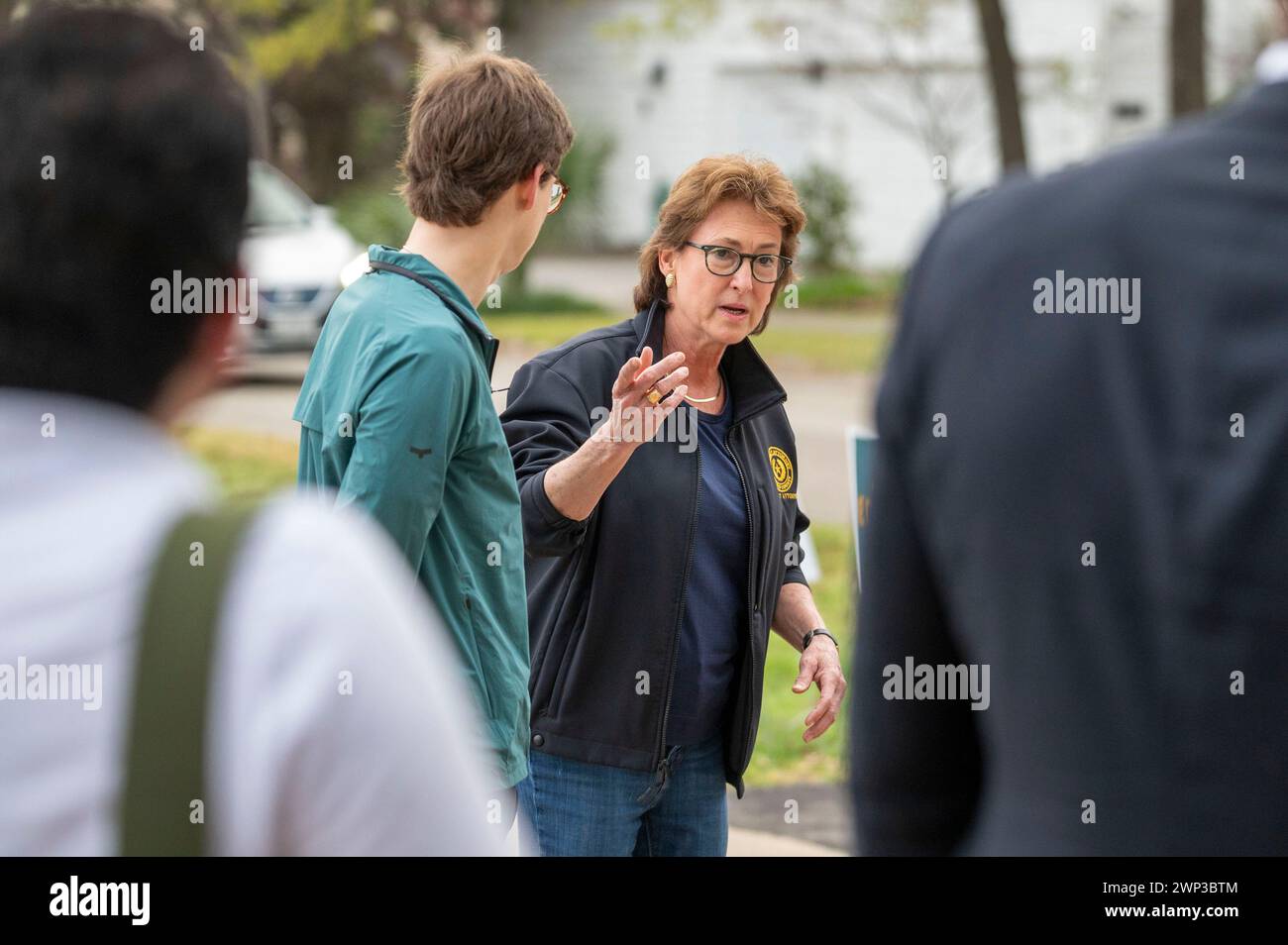 Harris County District Attorney Kim Ogg chats with media as she arrives ...