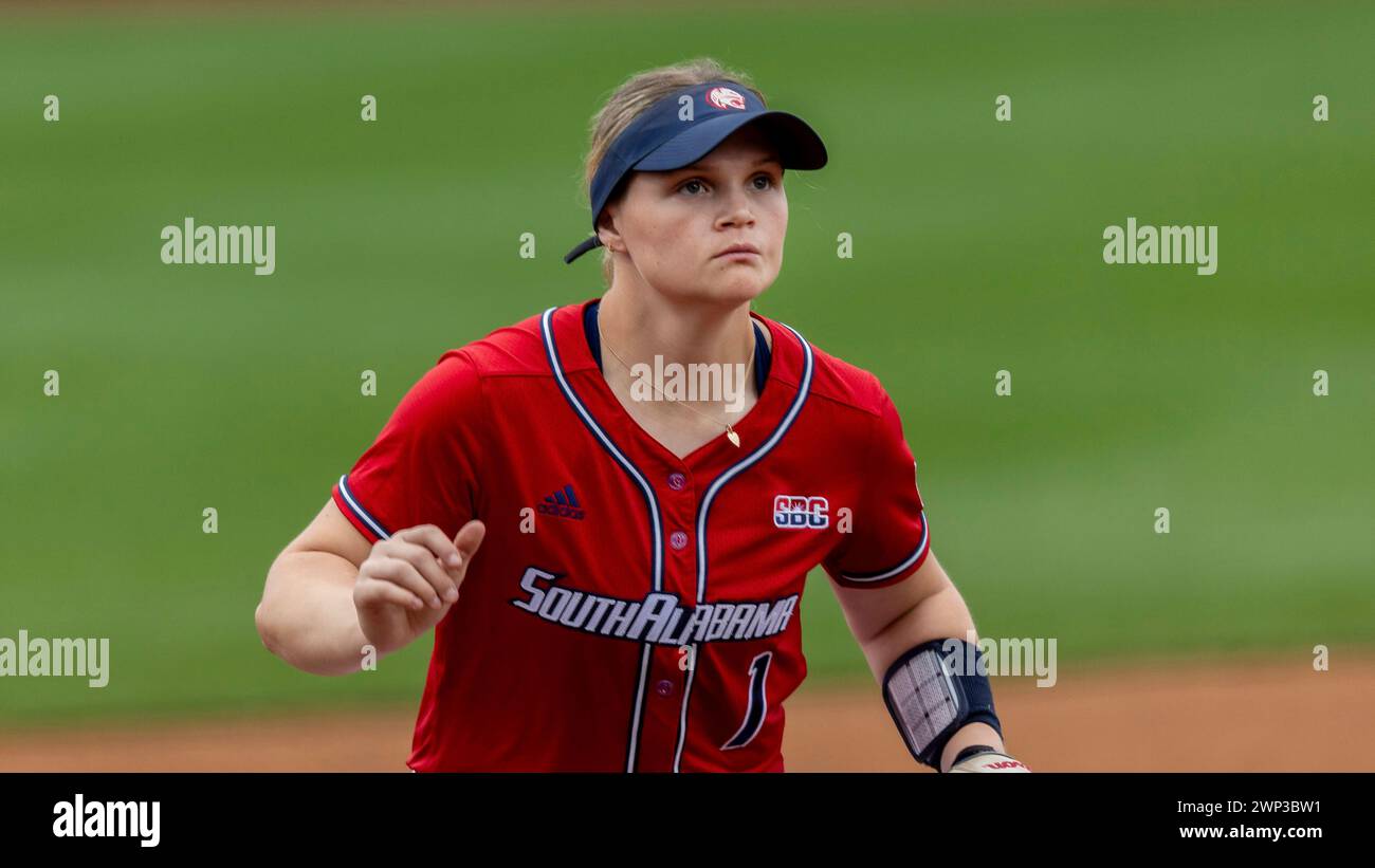 South Alabama infielder Olivia Branstetter (1) during an NCAA softball ...