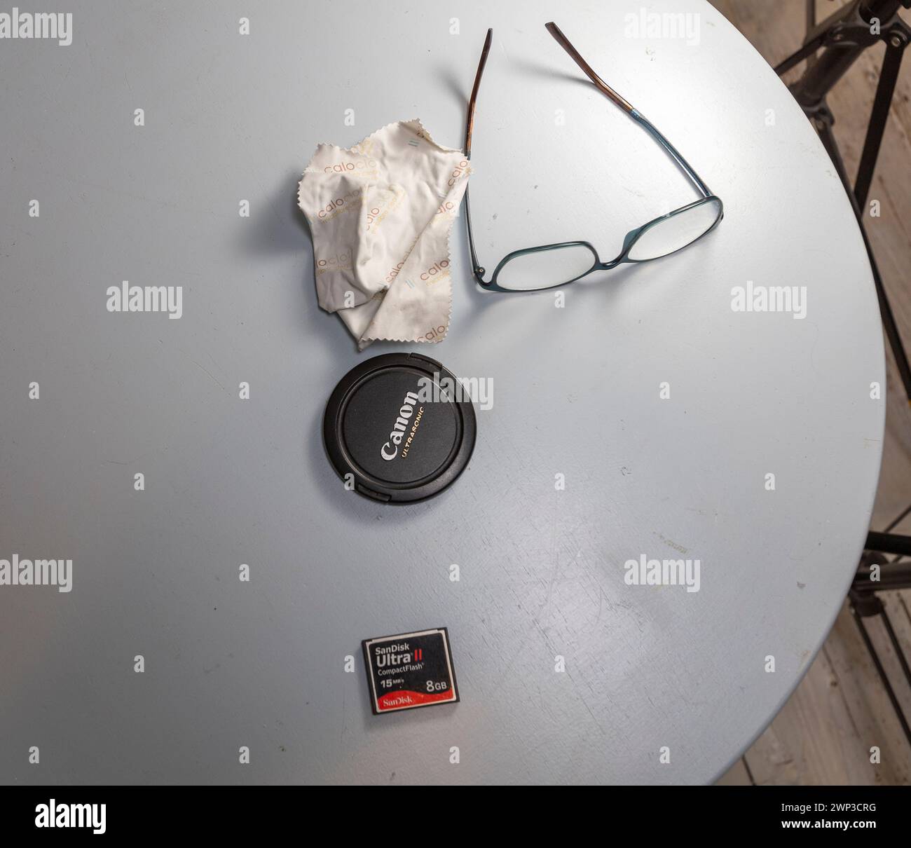 A disparate collection of possibly optical items that have collected on ...