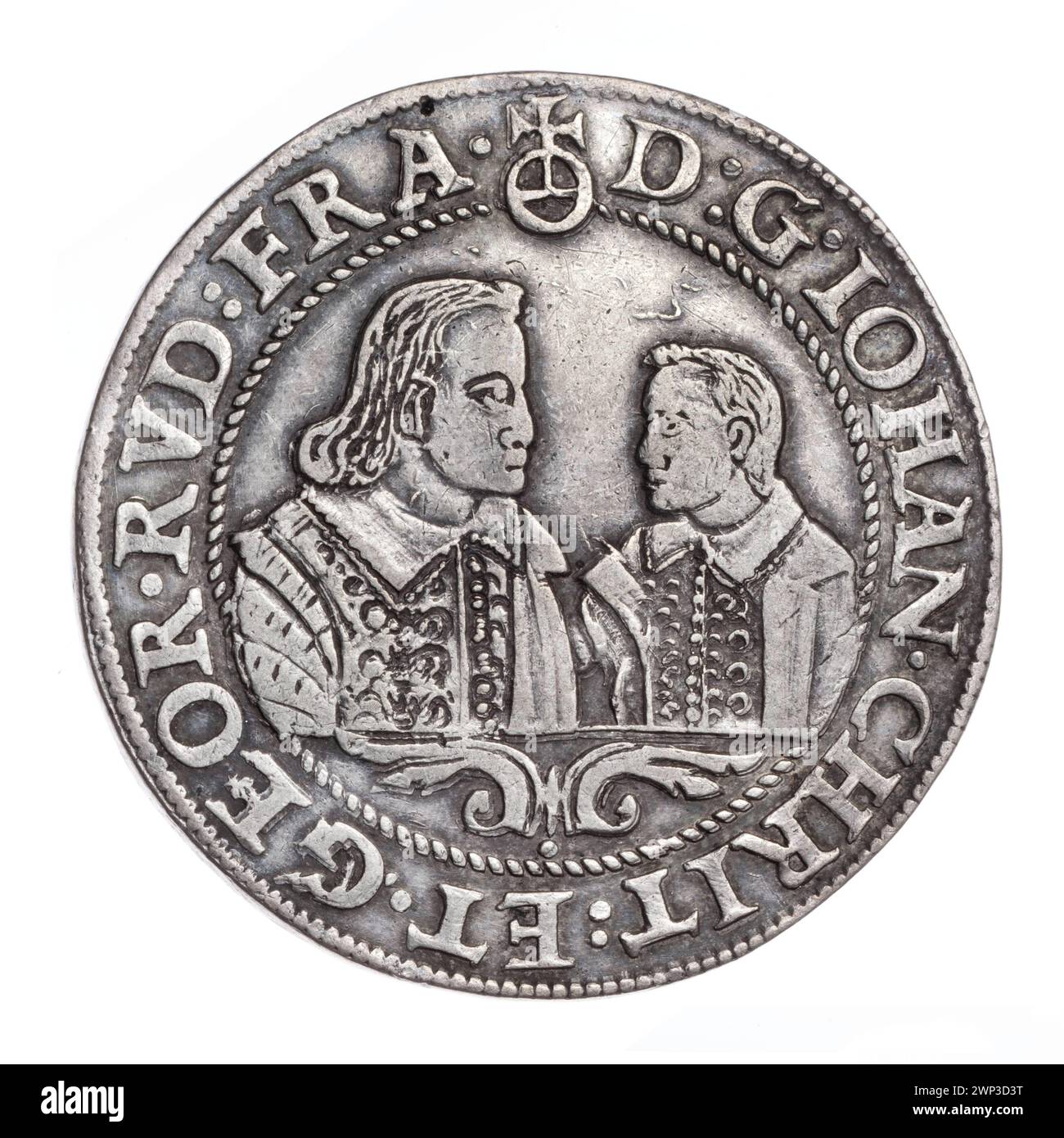A 1607 thaler depicting Jan Christian and Jerzy Rudolf, featuring ...