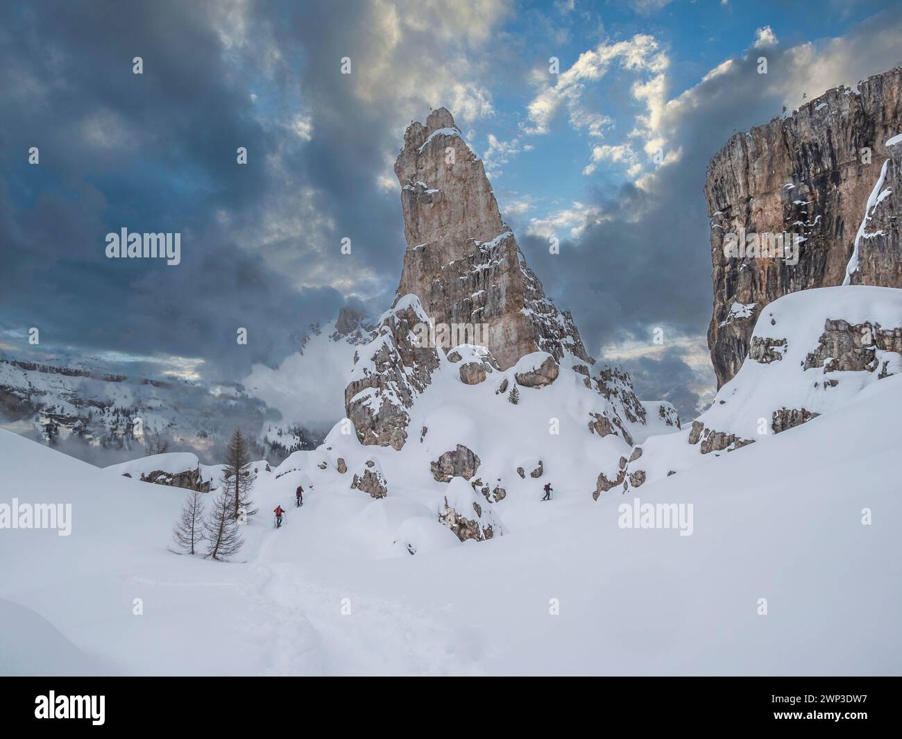 This winter image is of Cinque Torri towers, giant sized Dolomite ...