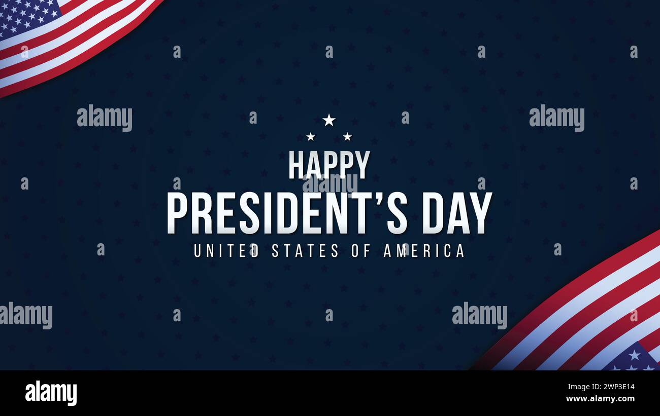 Happy Presidents Day Blue Background Design with Text, Stars and ...