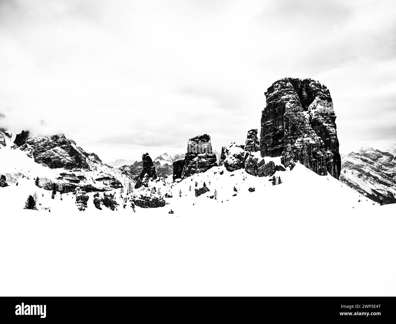 This winter image is of Cinque Torri towers, giant sized Dolomite ...
