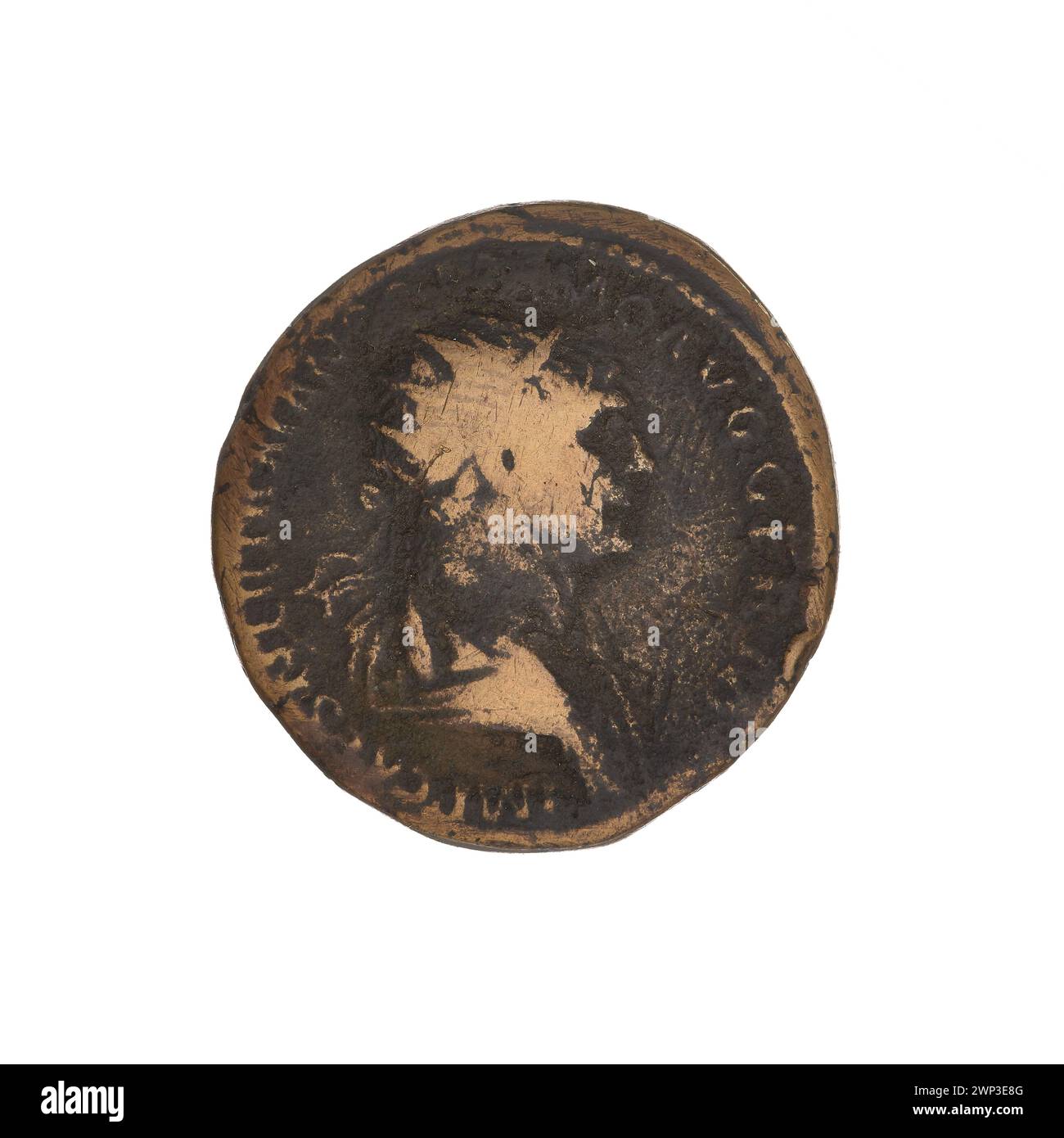 AS coin from Trajan's reign, 114-117 CE, illustrating heads with radial ...