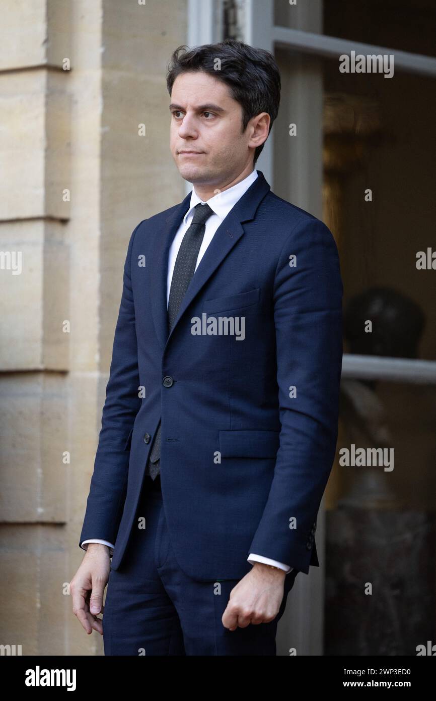 French Prime Minister Gabriel Attal prior a meeting with with Chad head ...