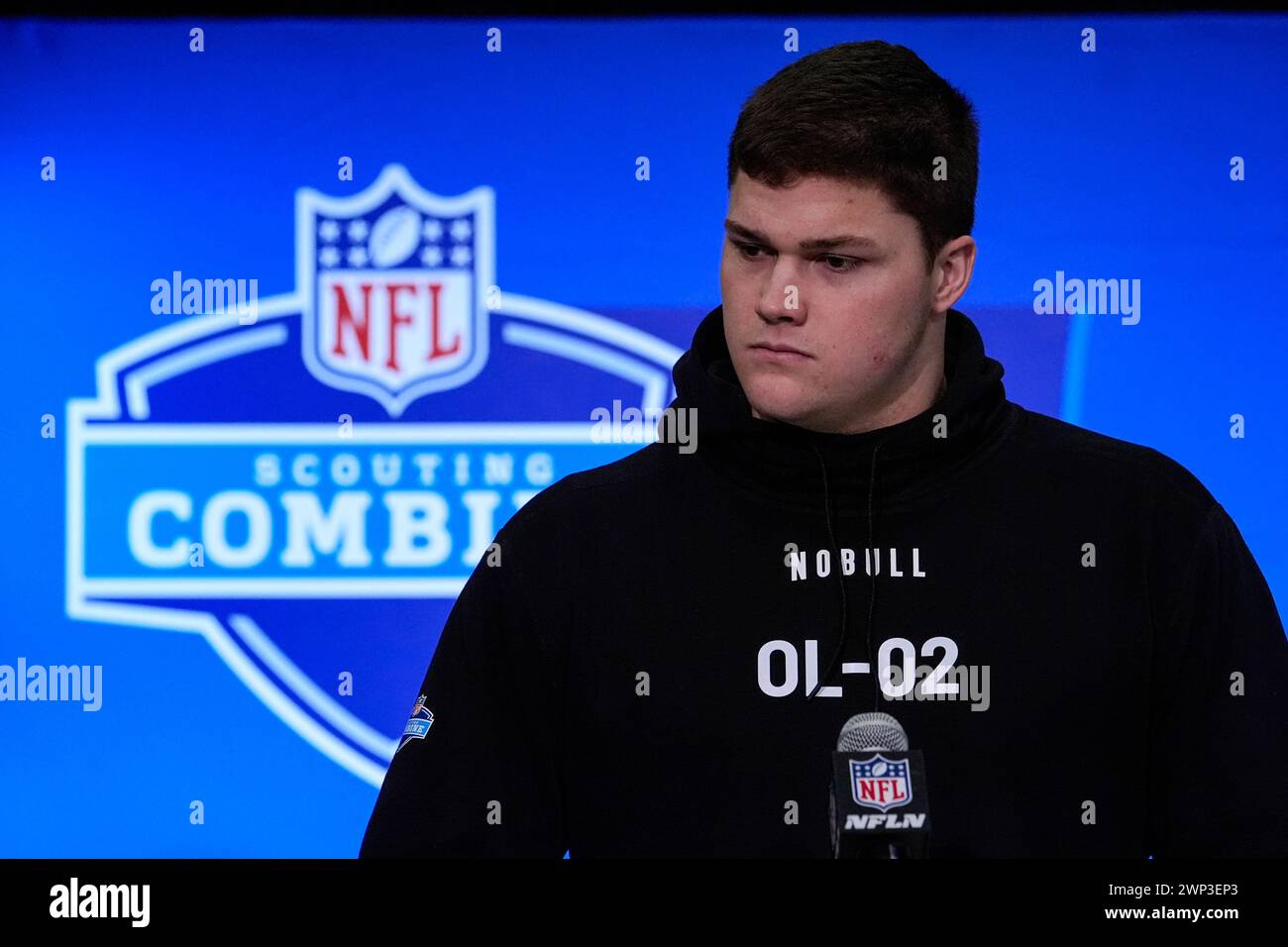 FILE - Notre Dame offensive lineman Joe Alt speaks during a press ...