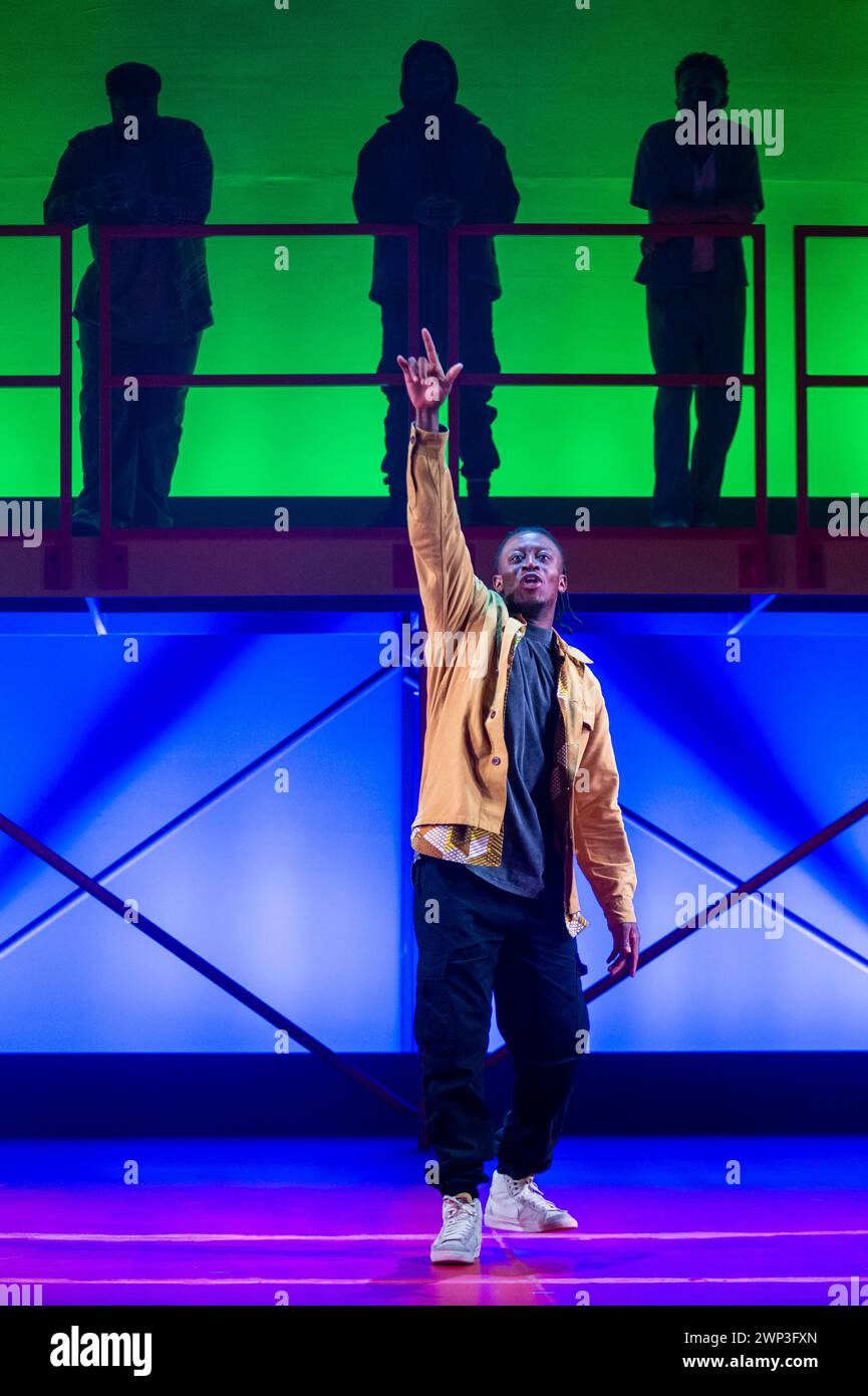London, UK. 5 March 2024. The cast of six perform at a photocall for ...