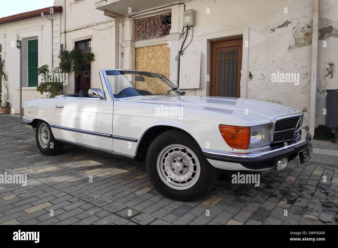Larnaca, Cyprus - February 11 2024: Mercedes-Benz 350 SL convertible ...