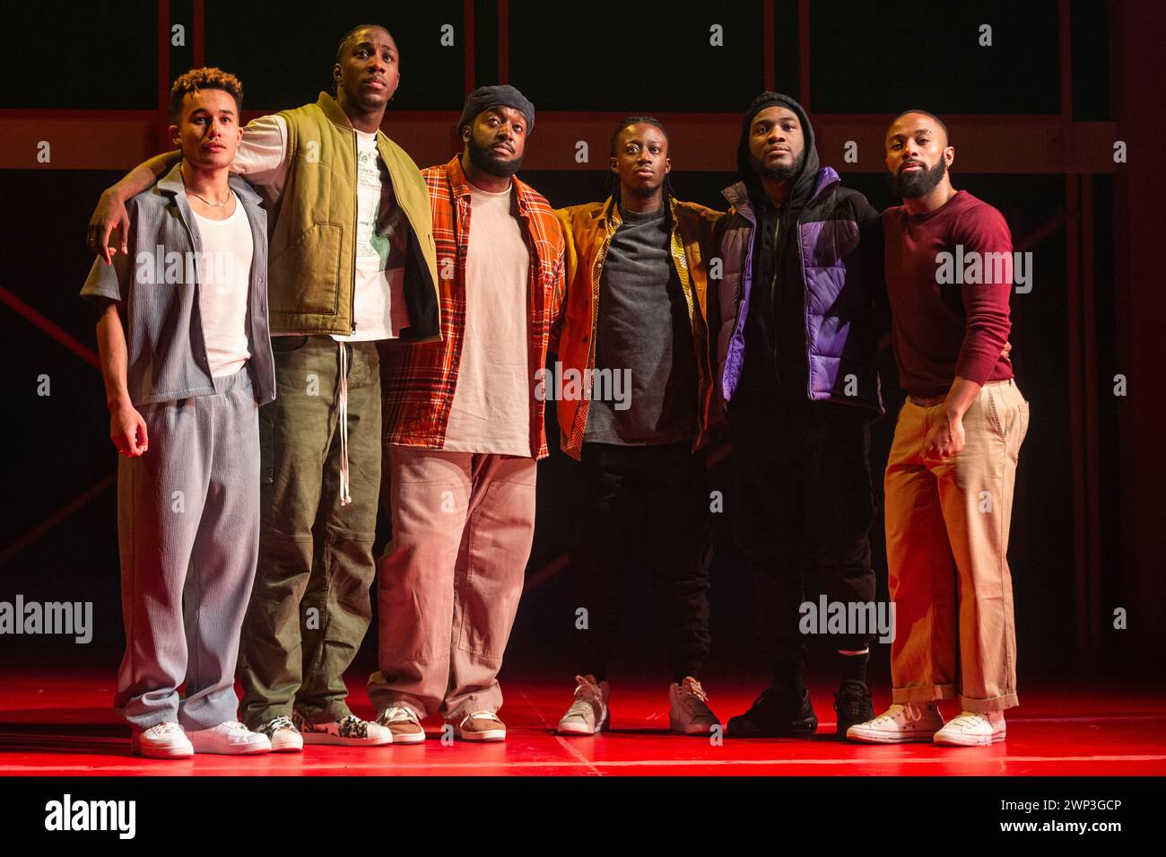 London, UK. 5 March 2024. The cast of six perform at a photocall for ...