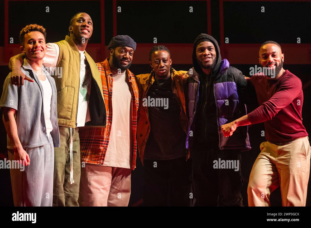 London, UK. 5 March 2024. The cast of six perform at a photocall for ...