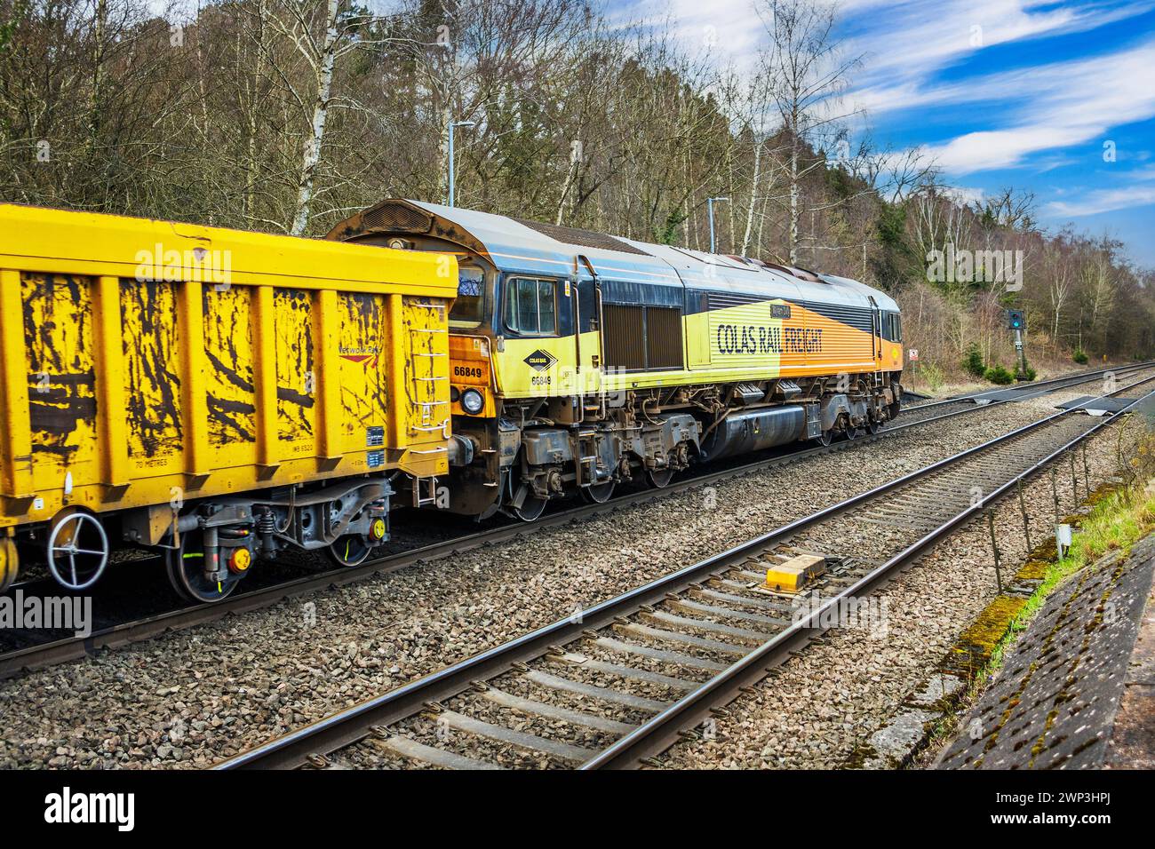 freight train passing station lapworth warwickshire england uk Stock ...