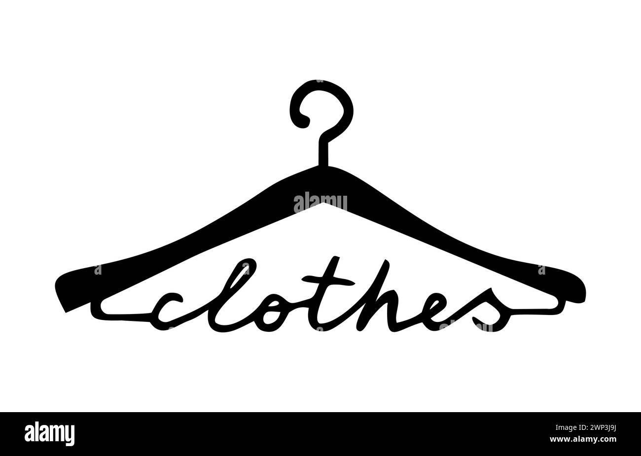 Doodle clothes hanger. Hand drawn cute fashion style scribble Stock ...