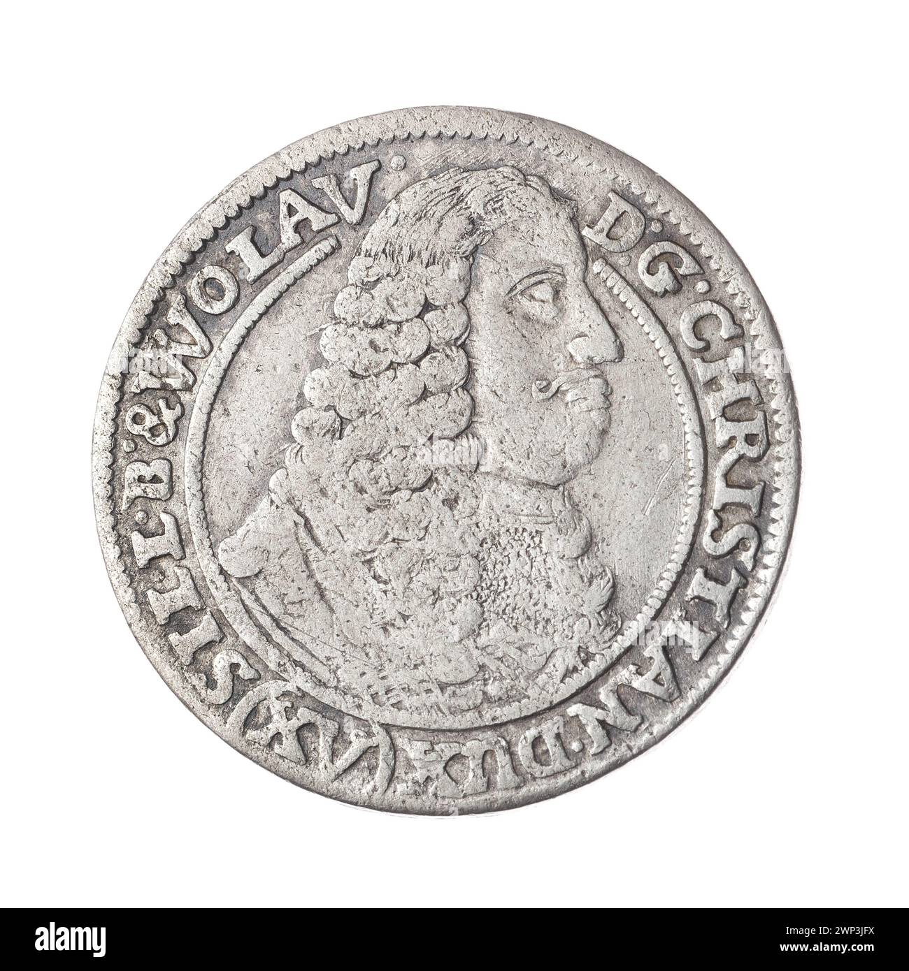 1664 coin depicting Christian, Prince of Brzeg-Legnica-Wołów, showing a ...