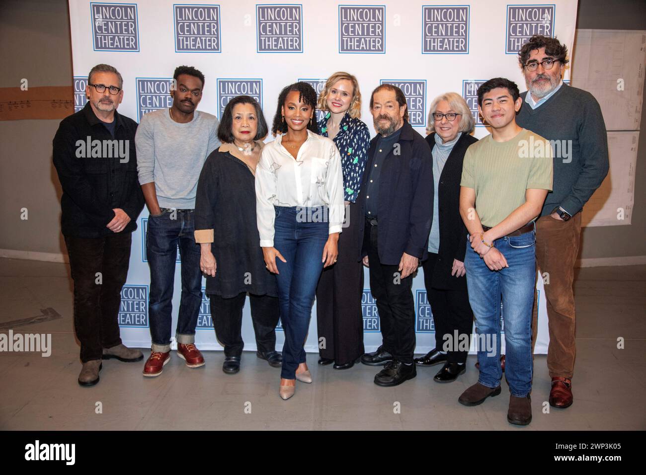 Actors Steve Carell, from left, William Jackson Harper, Mia Katigbak ...