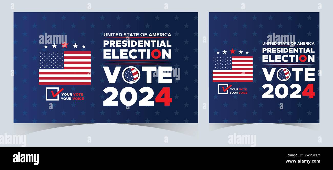 Set Of Vote 2024. Presidential election day in United States. Election ...