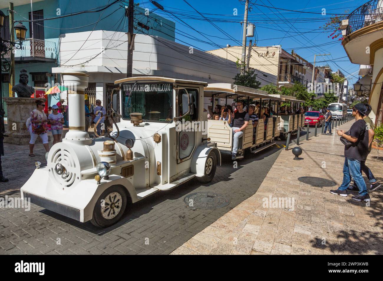 Chu Chu Colonial, a tourist tram in the Colonial City of Santo Domingo ...