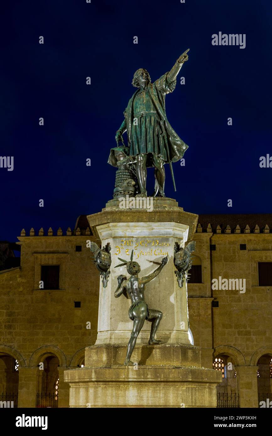 Bronze statue of Christopher Columbus in Columbus Park in the Colonial ...