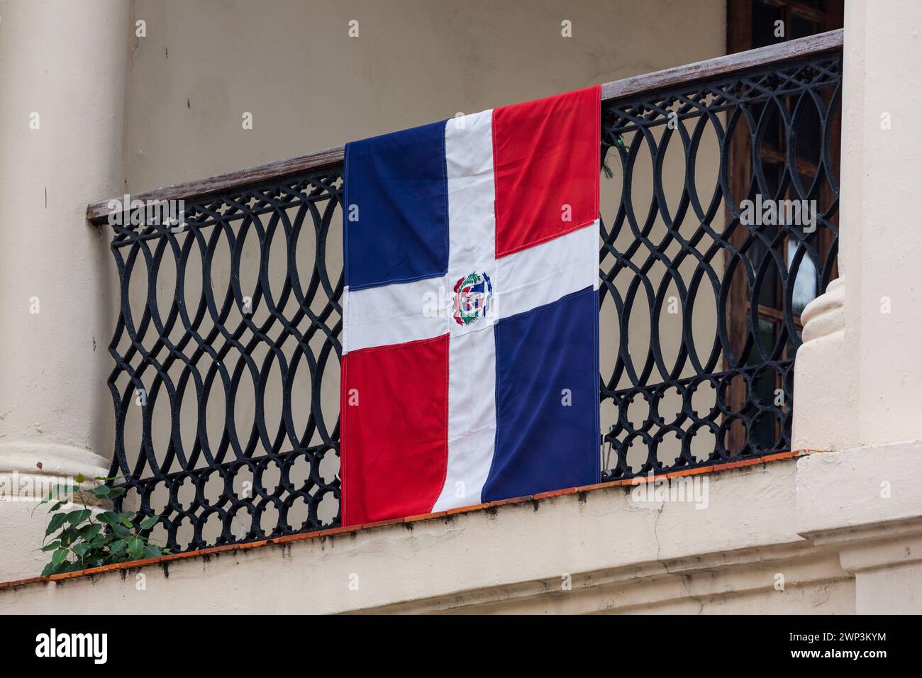 The Dominican flag on the terrace of the former Borgella Palace in the ...