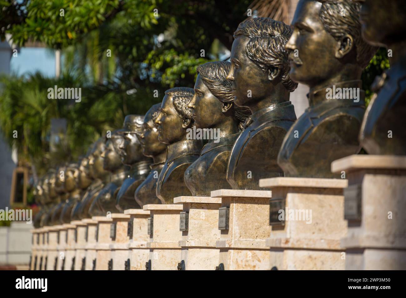 A row of busts of Dominican national heroes in Independence Park in the ...