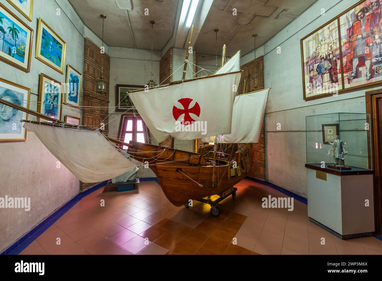 A model replica of the Santa Maria in the museum of the Columbus ...