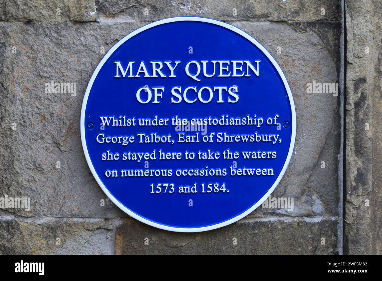 Mary Queen of Scots Plaque on the Old Hall Hotel, Buxton spa town, Peak ...