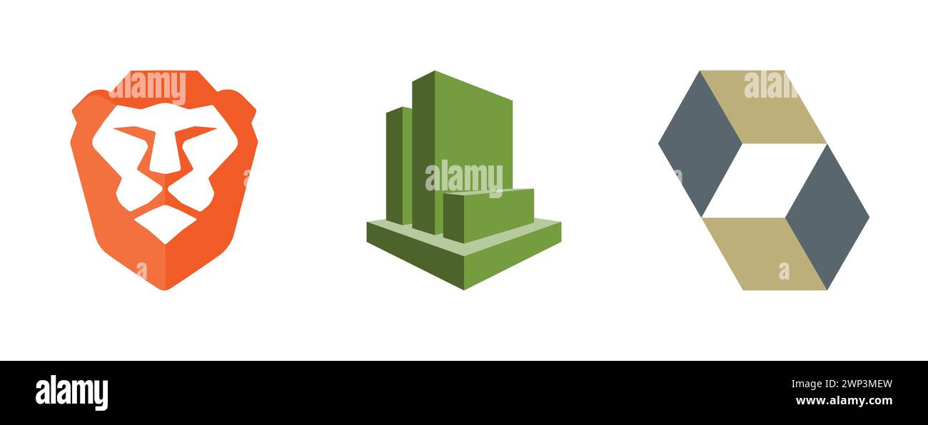 Hibernate, Brave, AWS CloudWatch. Collection of top brand logo Stock ...