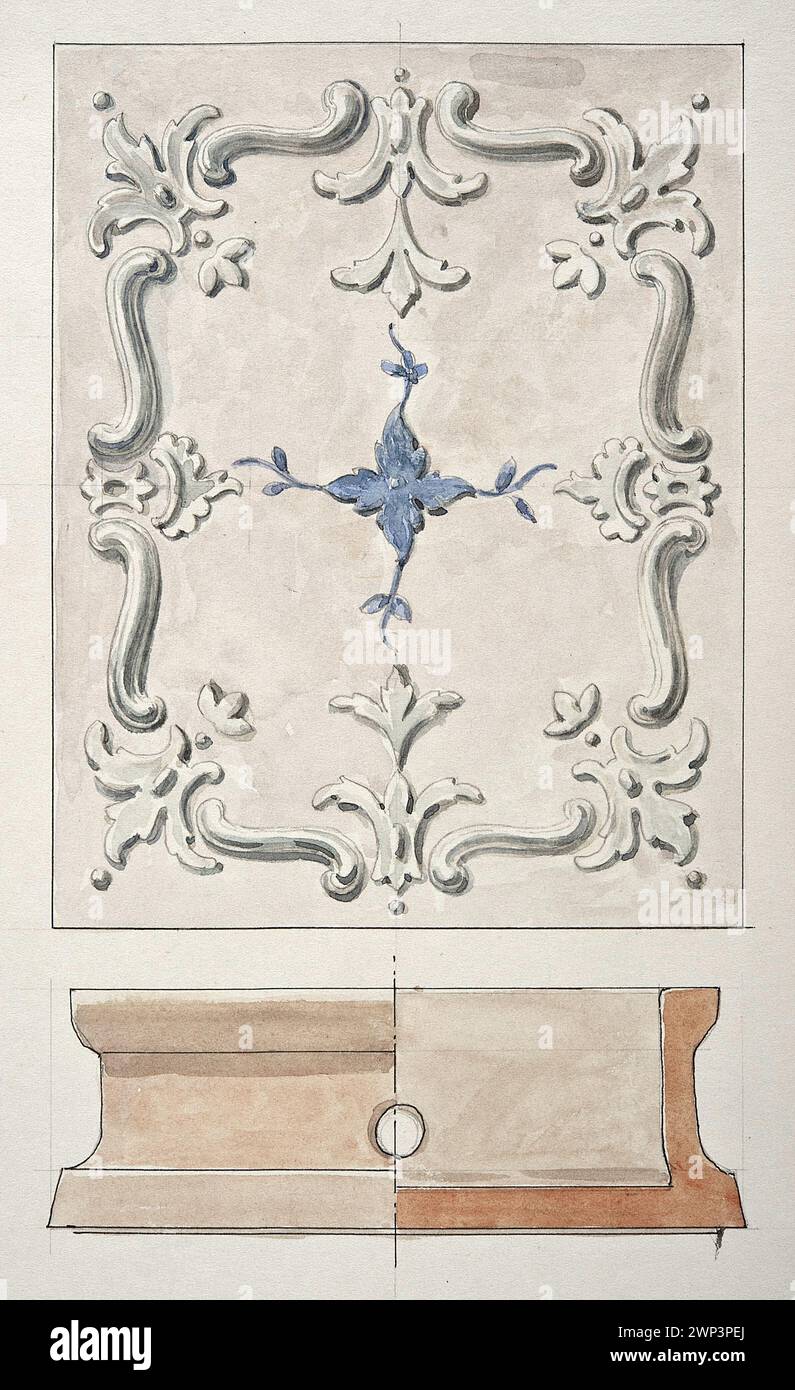 Right -glared white tile, with a relief rochaill cartouche, originating ...