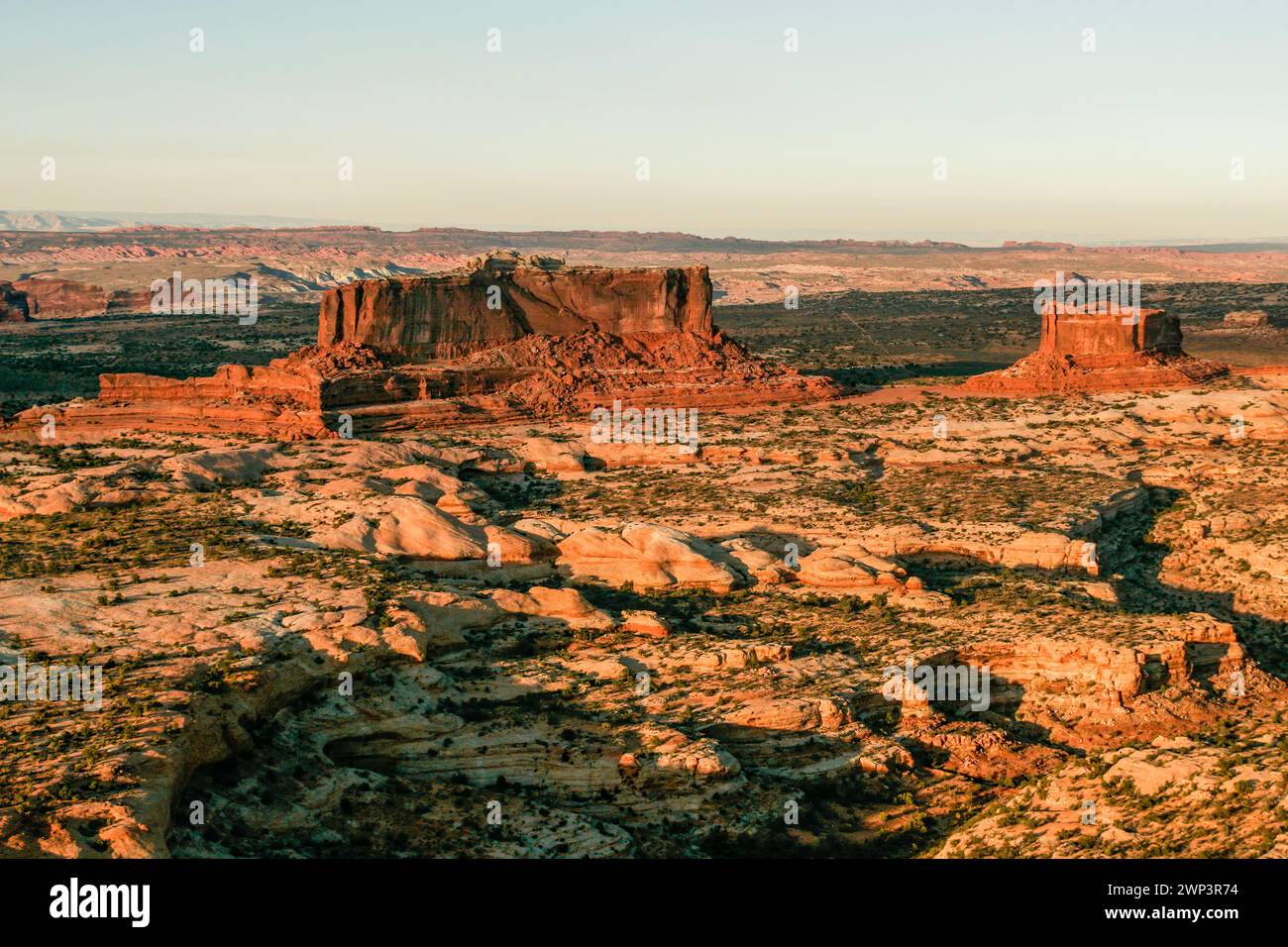 Aerial view of monitor butte and merrimac butte hi-res stock ...