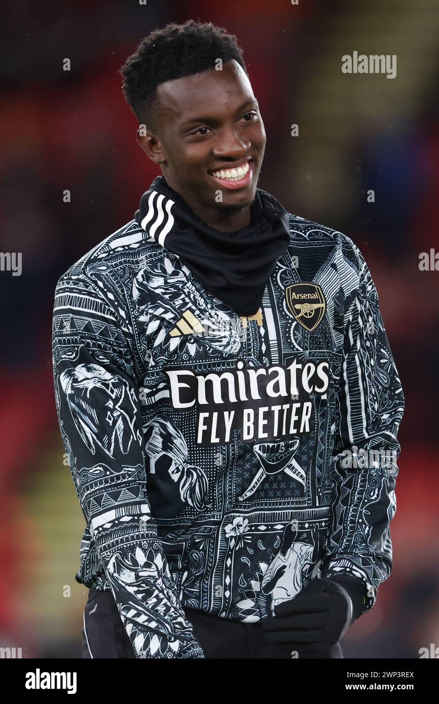 SHEFFIELD, ENGLAND - MARCH 4: Eddie Nketiah of Arsenal before the ...
