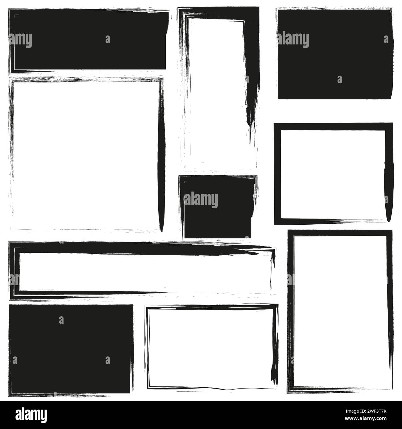 brush rectangles frames. Edge frame. Hand drawn style. Vector ...