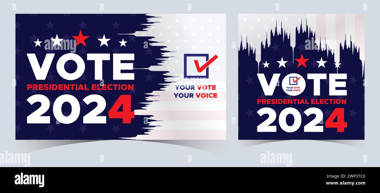 Set Of Vote 2024. Presidential election day in United States. Election ...