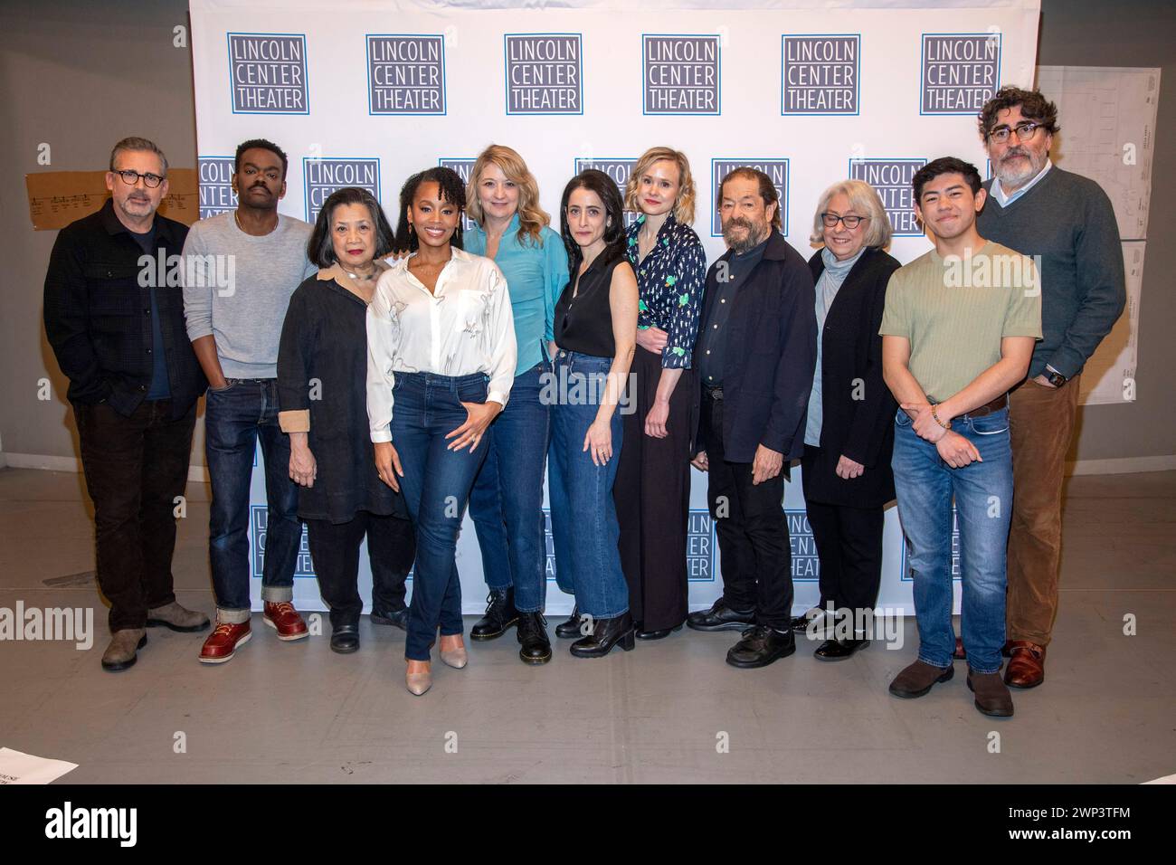 Actors Steve Carell, from left, William Jackson Harper, Mia Katigbak ...