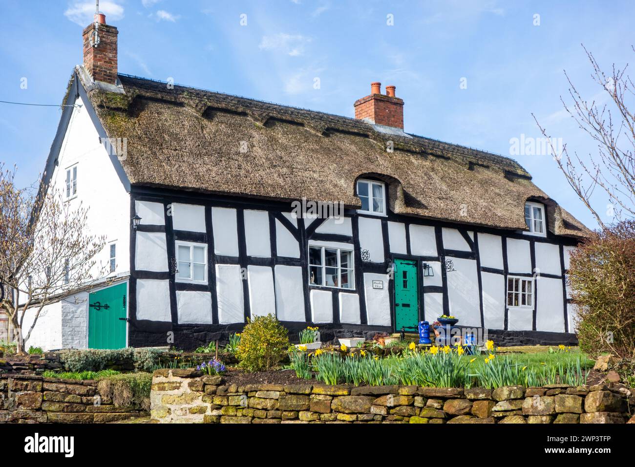 Quintessential idyllic picturesque black and white half timbered ...