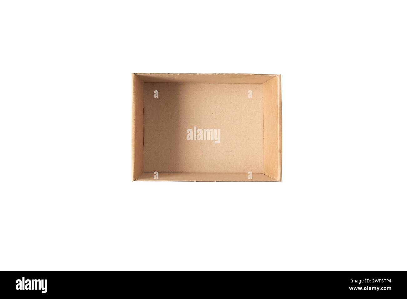 Brown recycled cardboard box isolated on white. Open gift box ...
