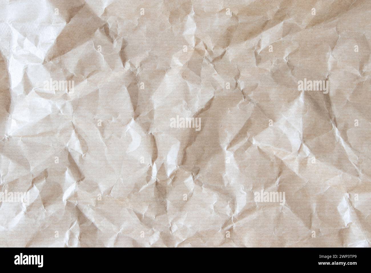 Wrinkled recycled brown wrapping paper background. Crumpled striped ...