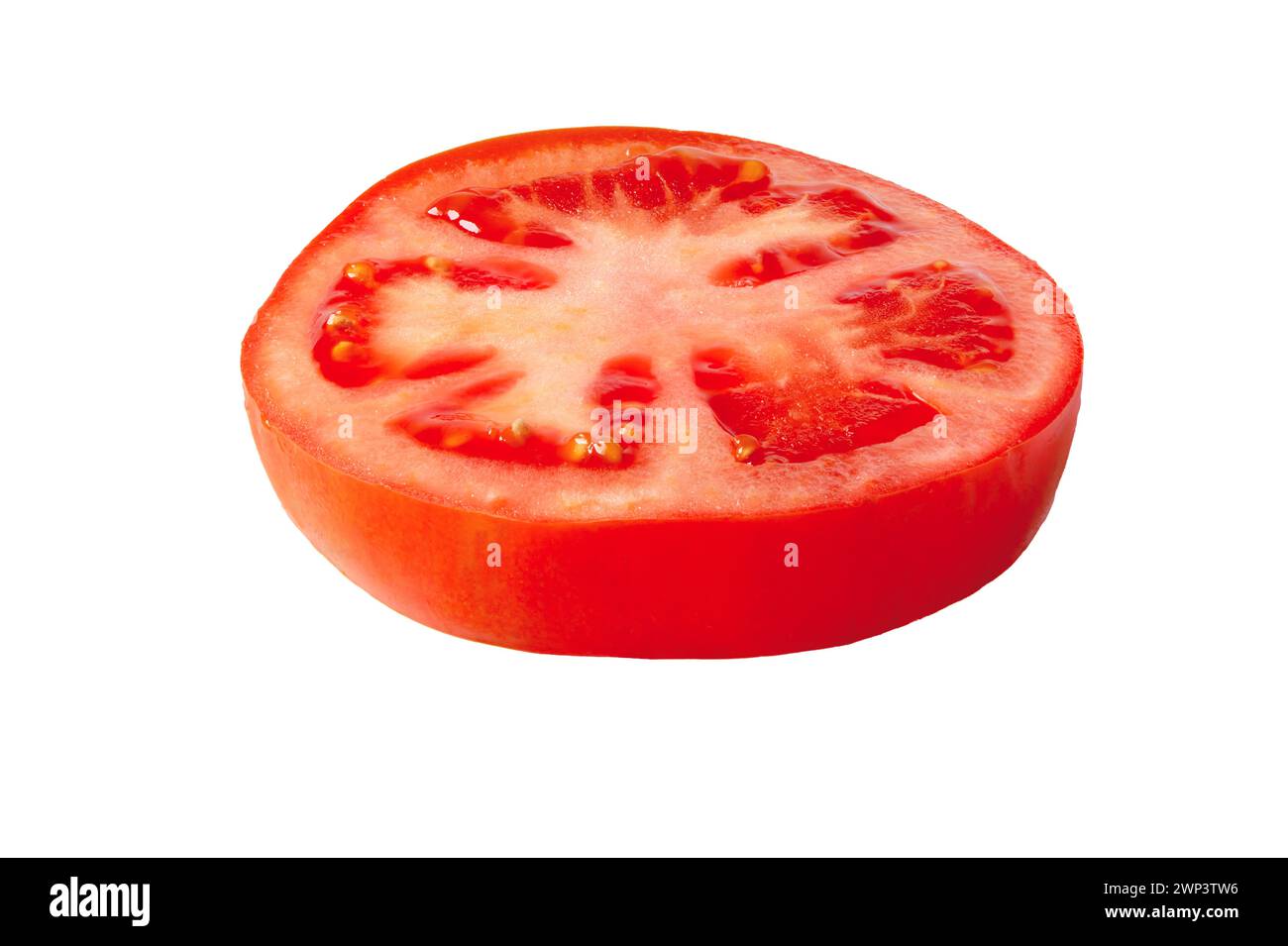 Tomato slice for burger topping side view isolated on white. Sandwich ...