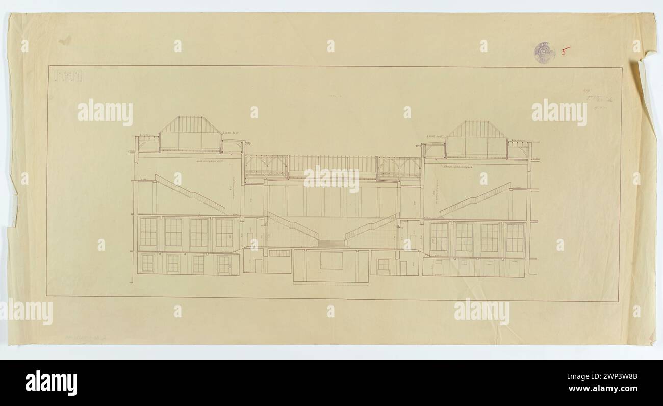 Warsaw. National Museum. Construction project. Cross -section of the ...