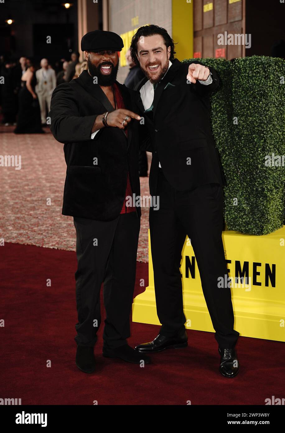Logan Dean (left) and Laurence O'Fuarain attend the premiere of the ...