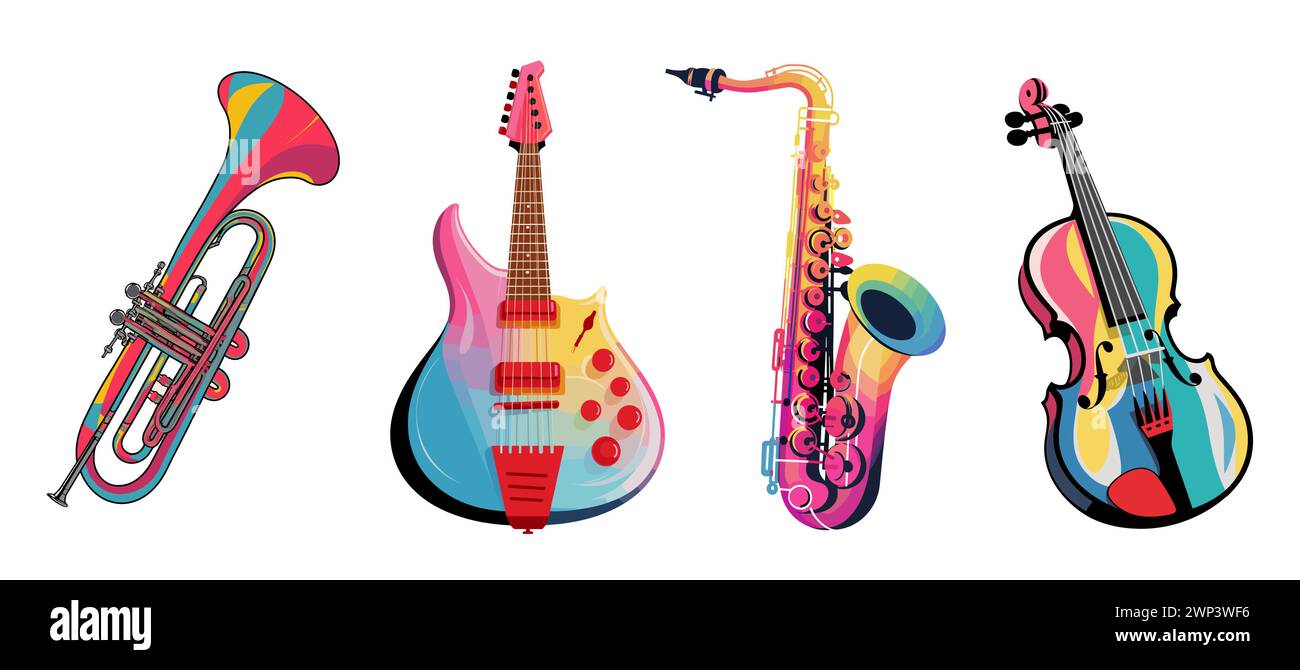 Set of different music instrument vector isolated Stock Vector Image ...