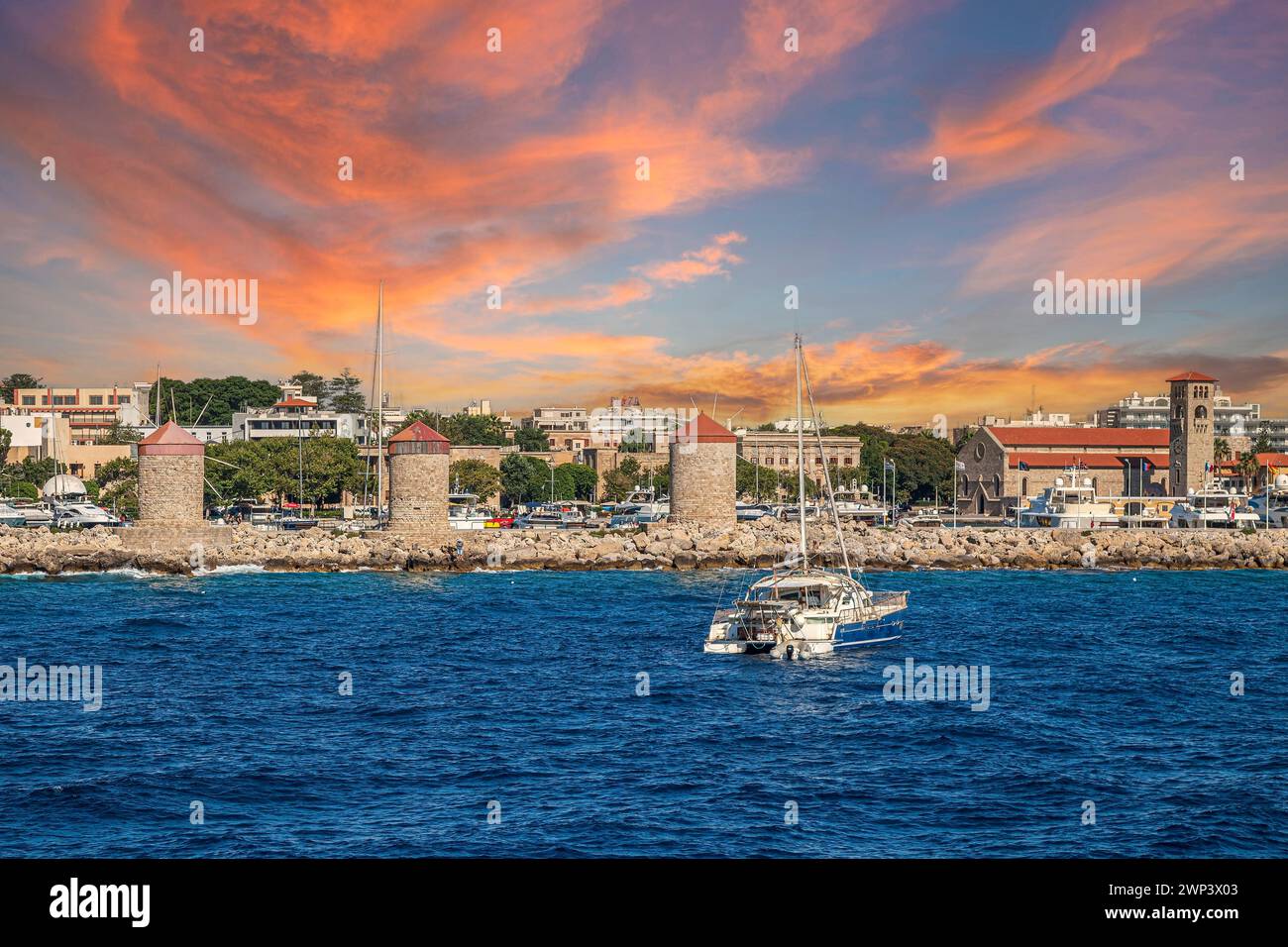RHODES, GREECE - JULY 3, 2022: Panoramic view of the medieval town of ...